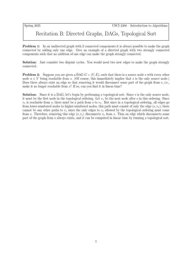 Directed Graphs and Topological Sort Insights | PDF