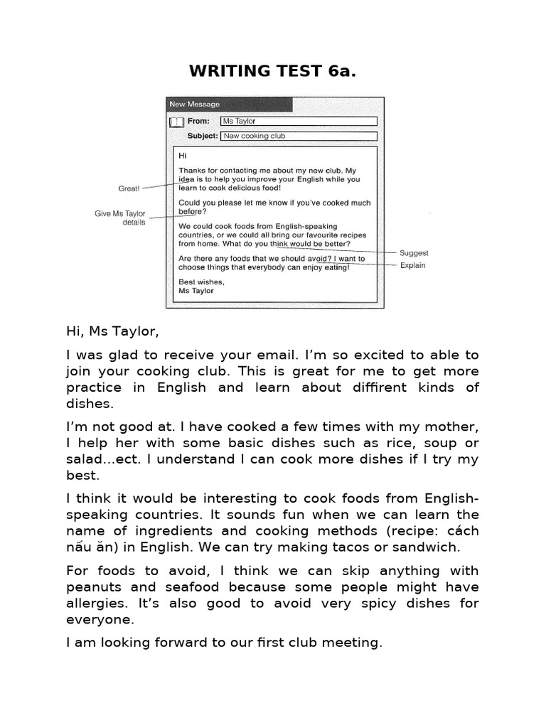 WRITING TEST 6a | PDF