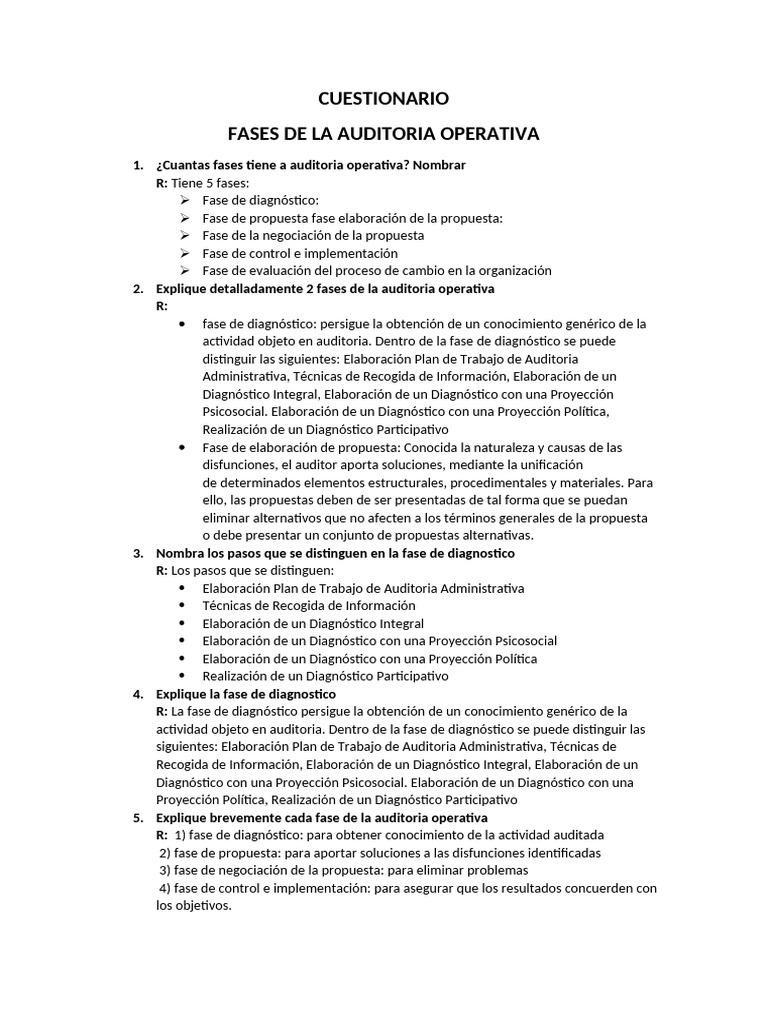 Fases de La Auditoria Operativa | PDF | Auditoría