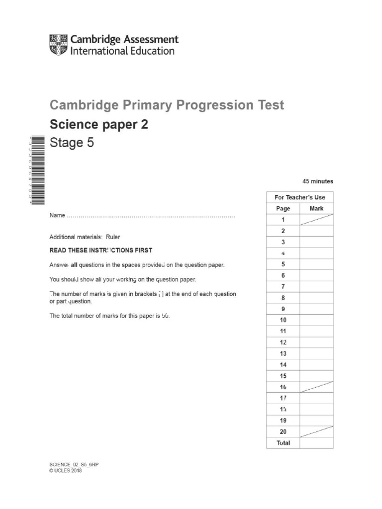 Science Stage 5 - Qp1 | PDF