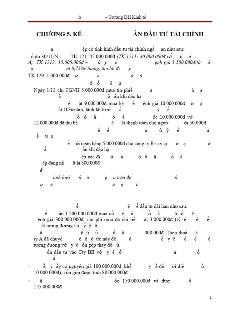 Bai Tap KTTC (Chuong 5 - 9) | PDF