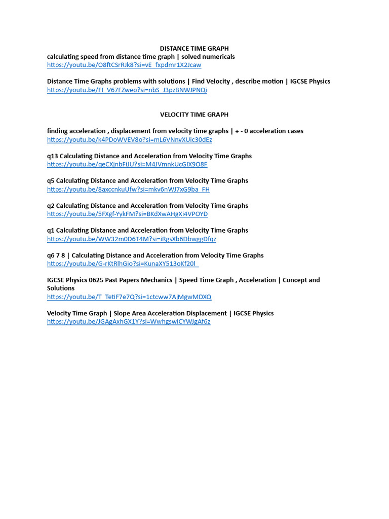 Distance Velocity Time Graph Yt Lectures | PDF