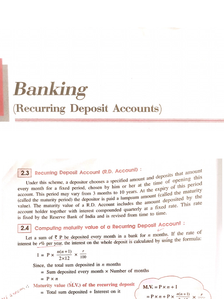 Banking RD Account PYQs PDF | PDF