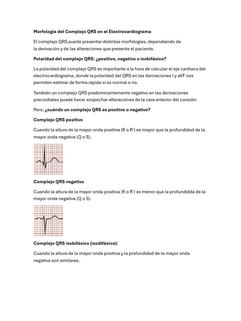 11 - Morfologia Del QRS | PDF | Electrofisiología cardíaca | Fisiología Cardiovascular