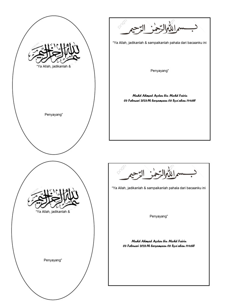 Doa untuk Roh Muhd Ahmad Ayden | PDF