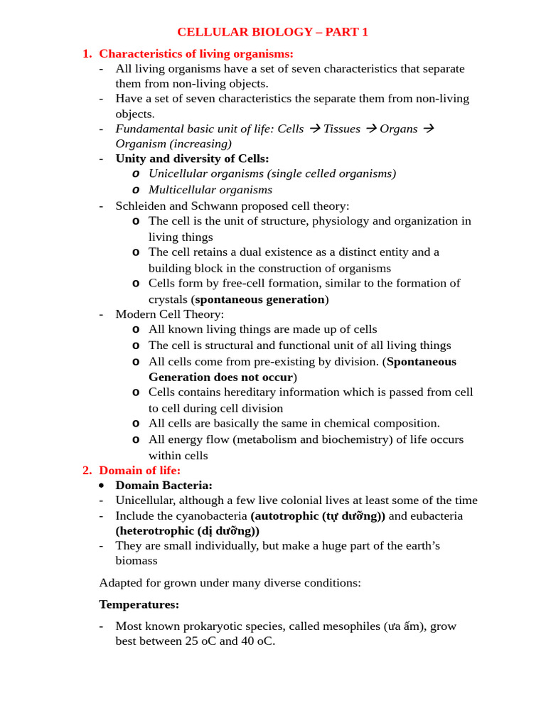 Eukaryotic Cell Characteristics Overview | PDF | Cell (Biology ...