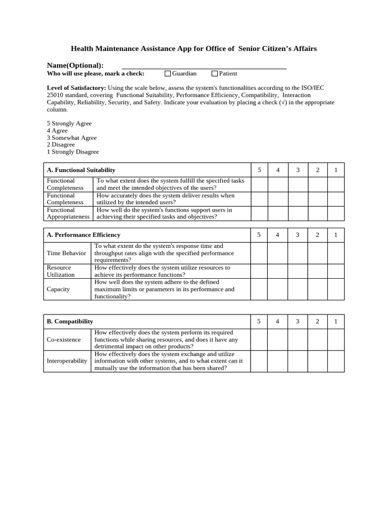 hmaa_survey_questionnaire (1) | PDF | Reliability Engineering | System