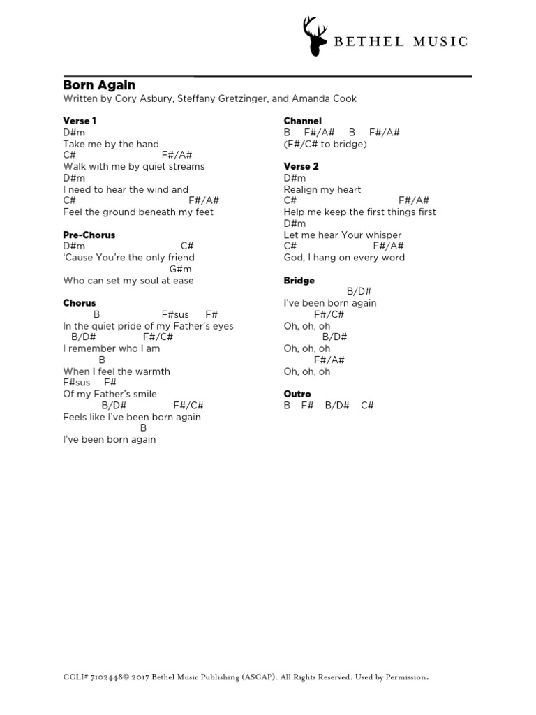 Chord Chart - Cory Asbury - Born Again | PDF