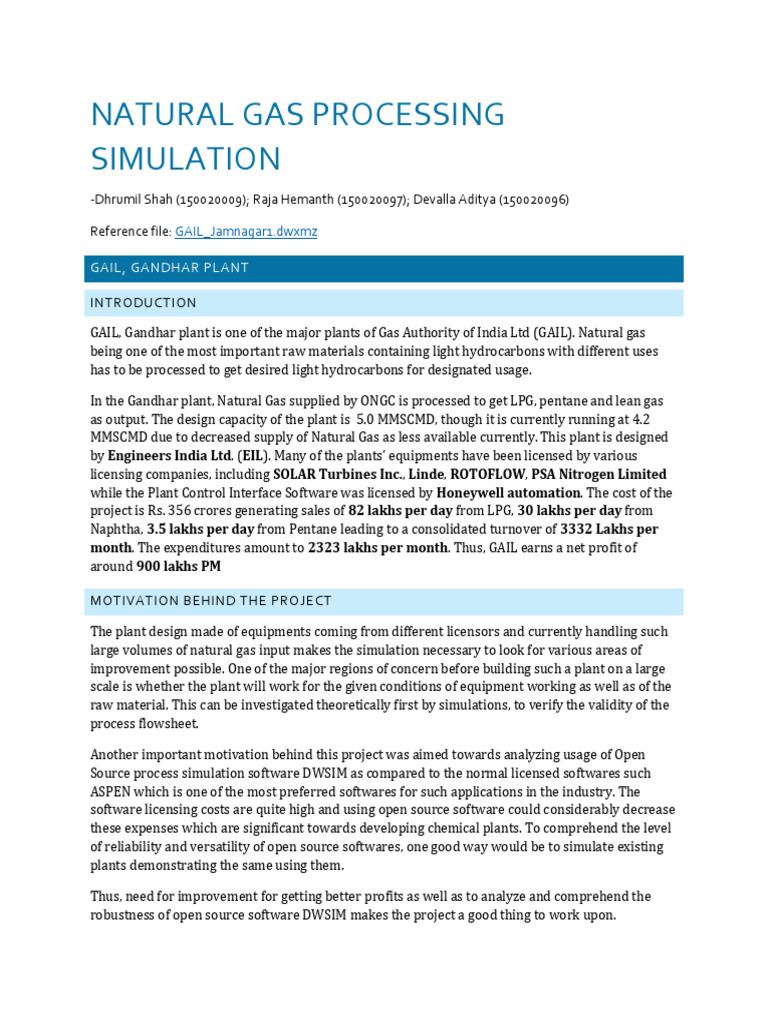 Optimizing Natural Gas Processing Simulation | PDF | Natural Gas ...