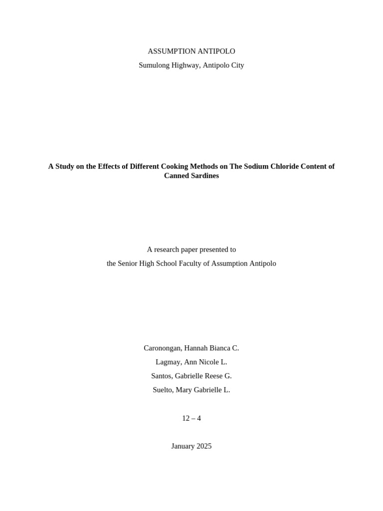STEM Group 1 Final Research | PDF | Hypertension | Salt