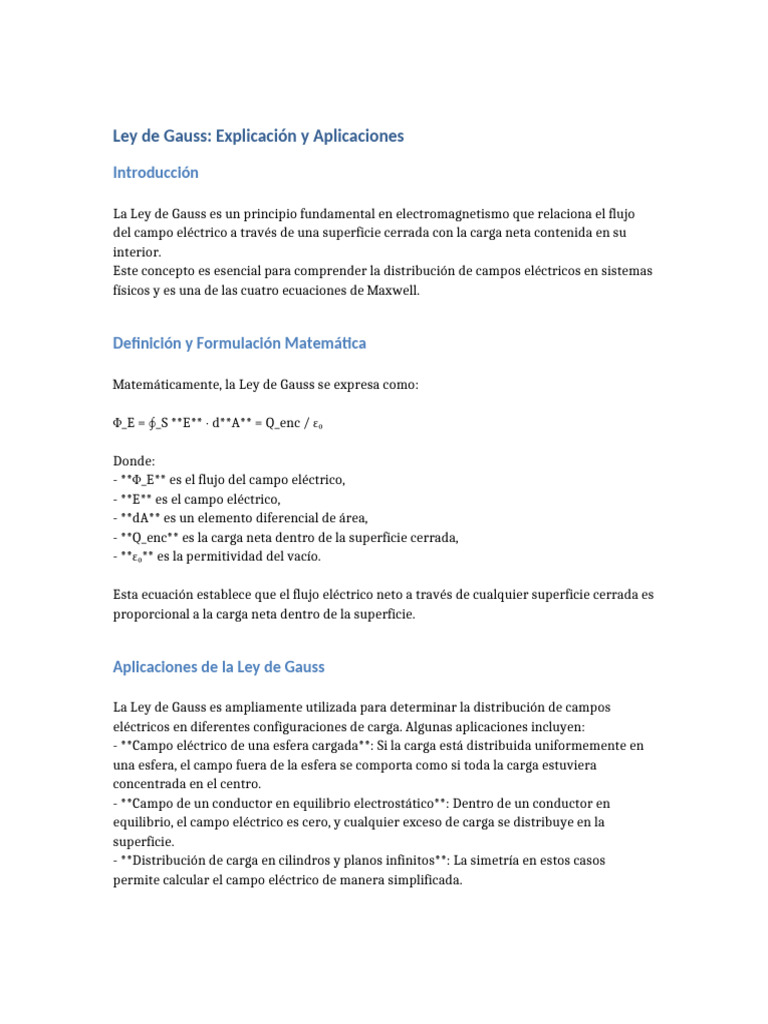 Ley de Gauss Detallado | PDF