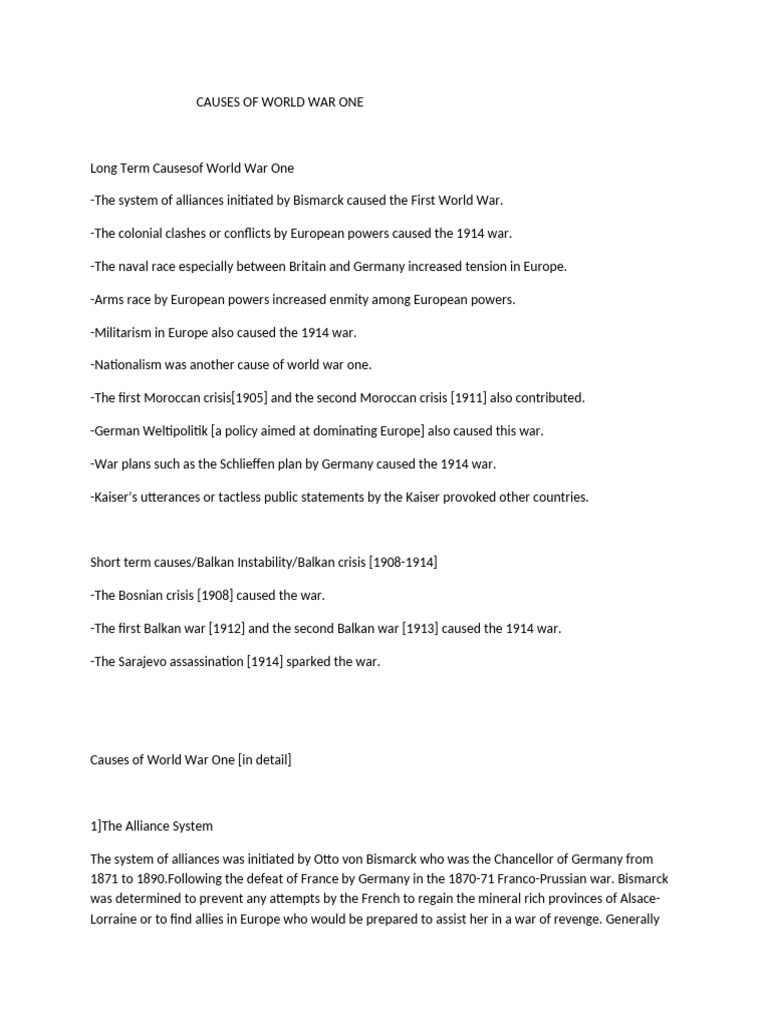 The Causes of The First World War - WPS Office | PDF | Austria Hungary ...