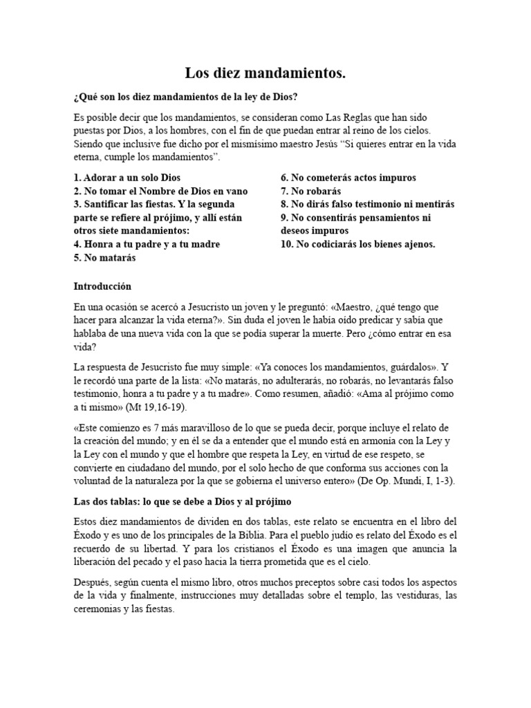 Los diez mandamientos | PDF | Creencia religiosa y doctrina