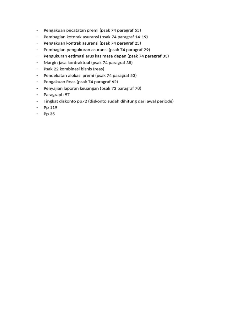 Pembagian Psak 72 (Mengecualikan Reasuransi) | PDF