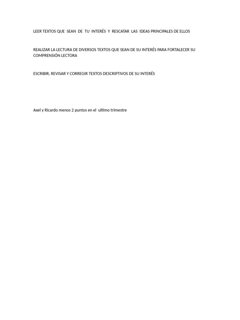 Leer Textos Que Sean de Tu Interés y Rescatar Las Ideas Principales de ...