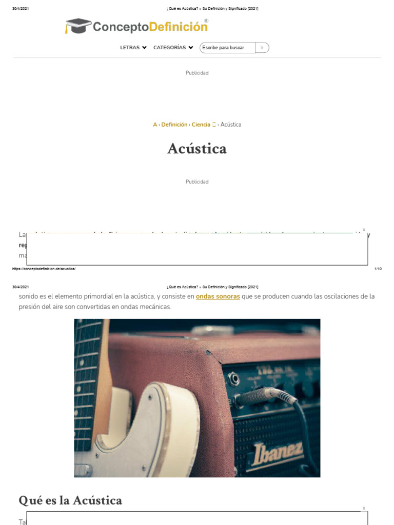 Definición de Acústica en Física | PDF | Sonido | Olas