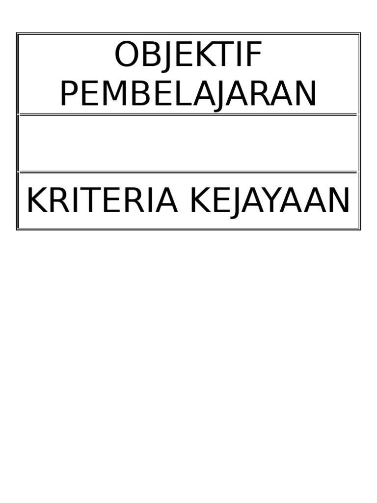 Objektif Pembelajaran | PDF