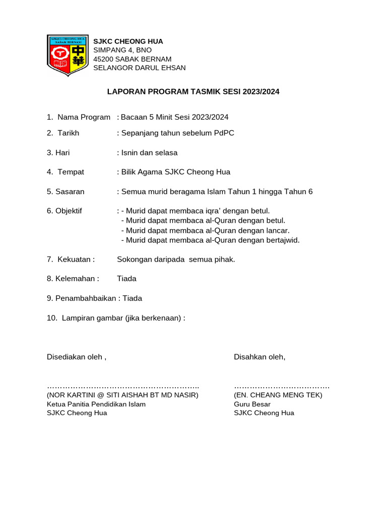 Laporan Tasmik 2023 | PDF