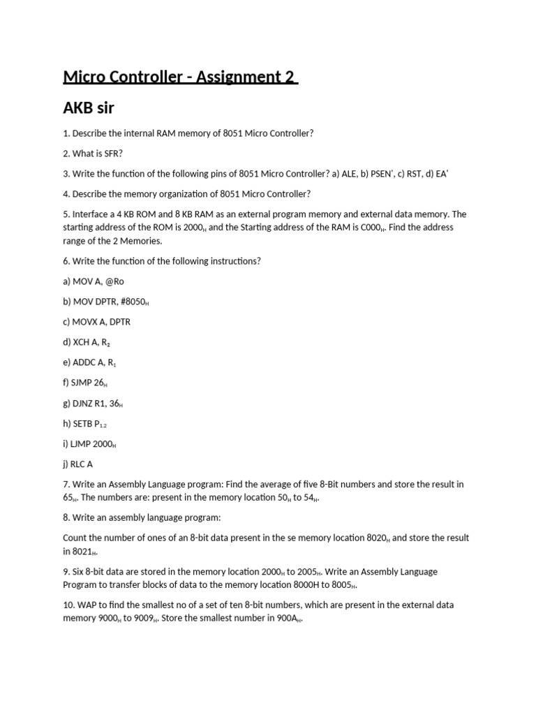 Micro Controller Assignment 2 AKB Sir | PDF