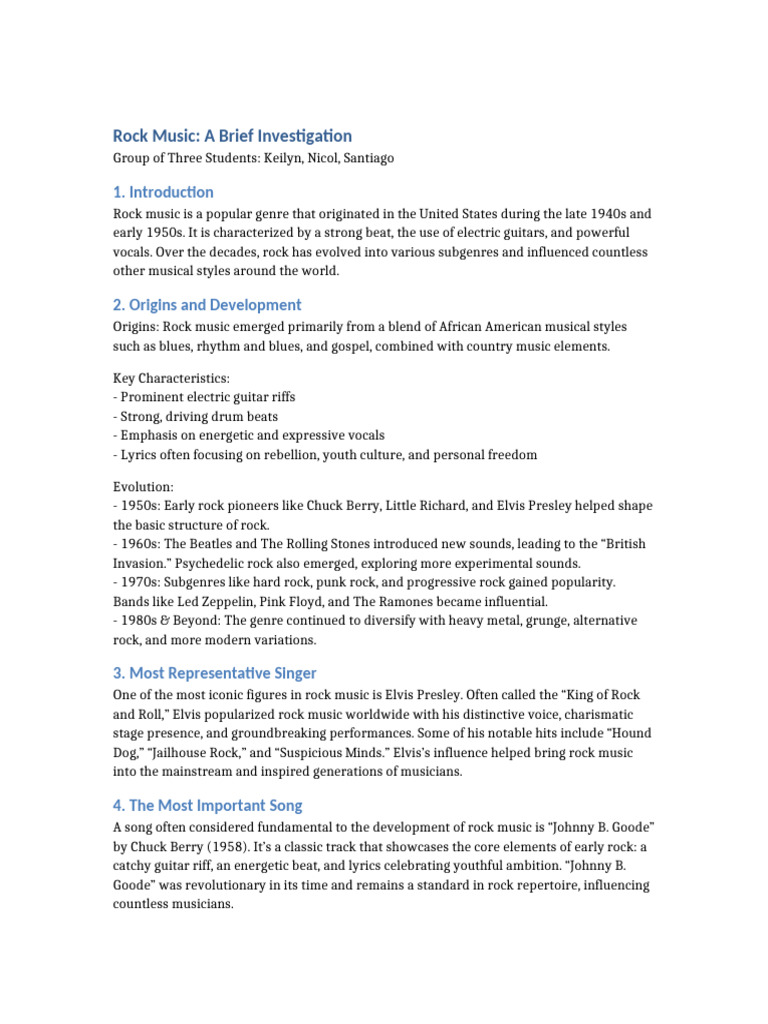 Rock Music: Evolution and Impact | PDF | Rock Music | Elvis Presley