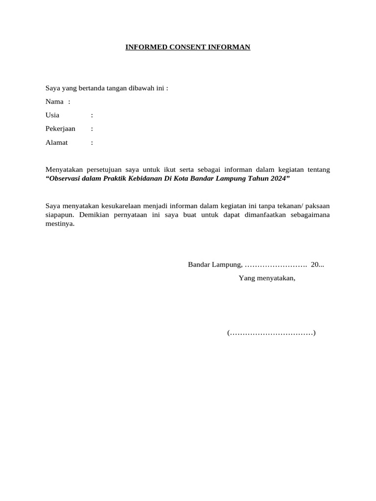 Informed Consent Informan | PDF