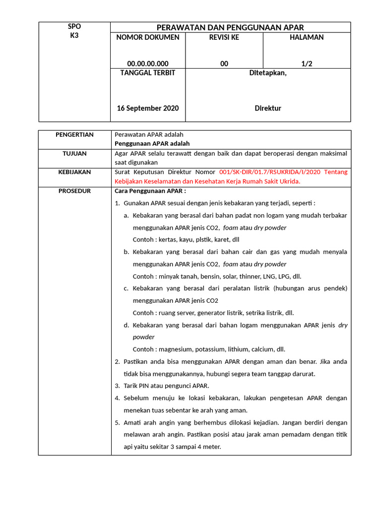Perawatan Dan Penggunaan APAR | PDF