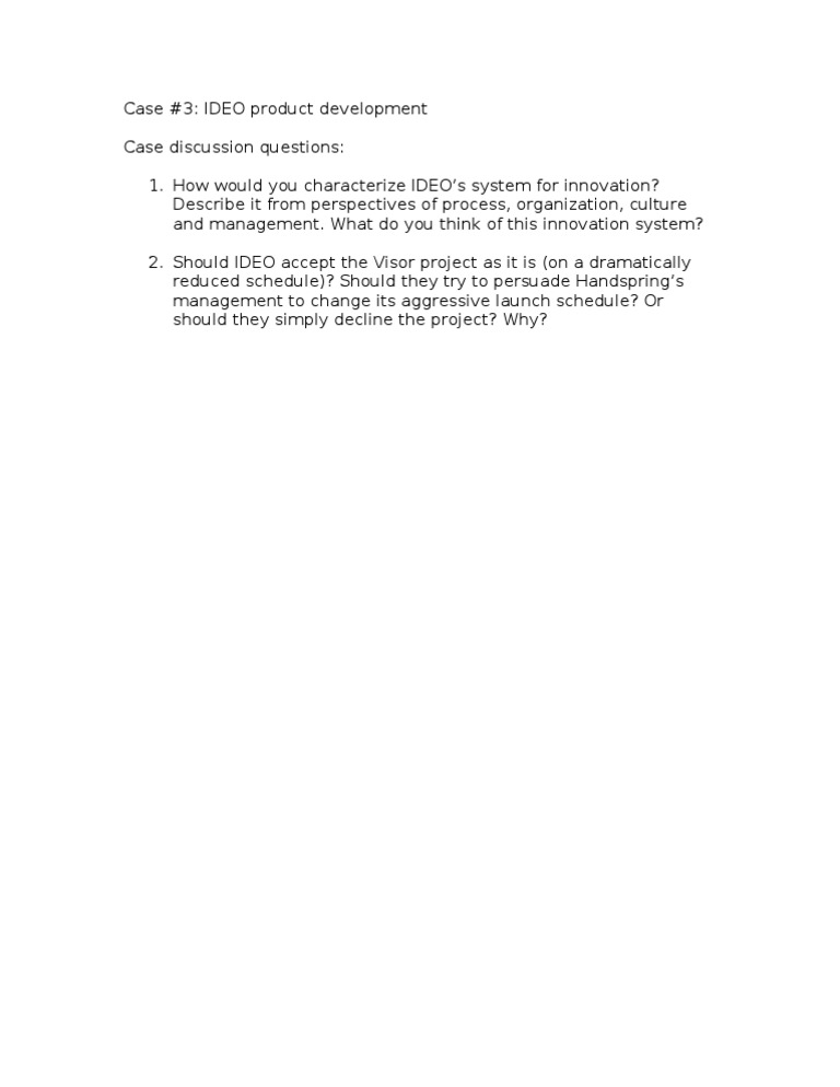 Case Study Questions IDEO | PDF