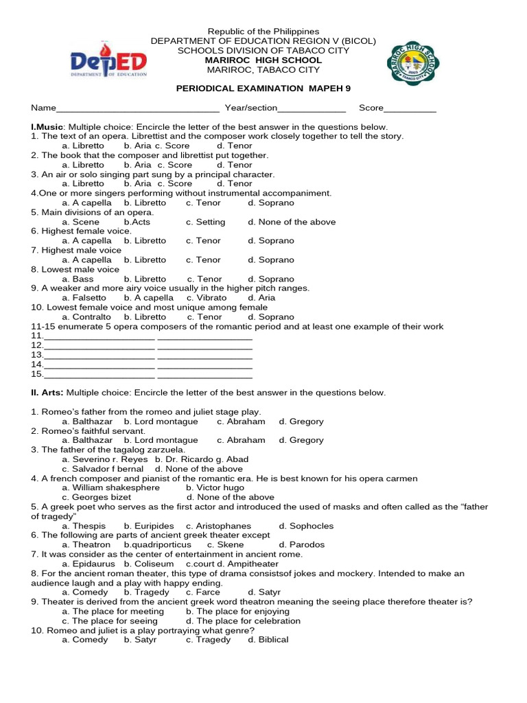 Mapeh 9 4th Quarter Exam | PDF | Bullying | Obesity