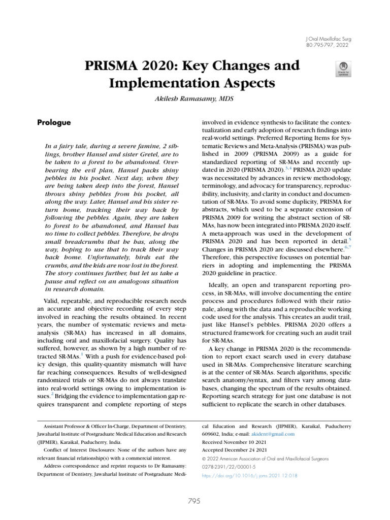 PRISMA 2020 Key Changes and Implementation Aspect | PDF | Systematic ...