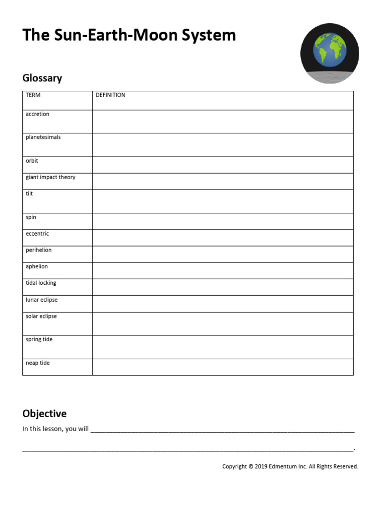 Guided Notes - The Sun-Earth-Moon System | PDF | Moon | Earth