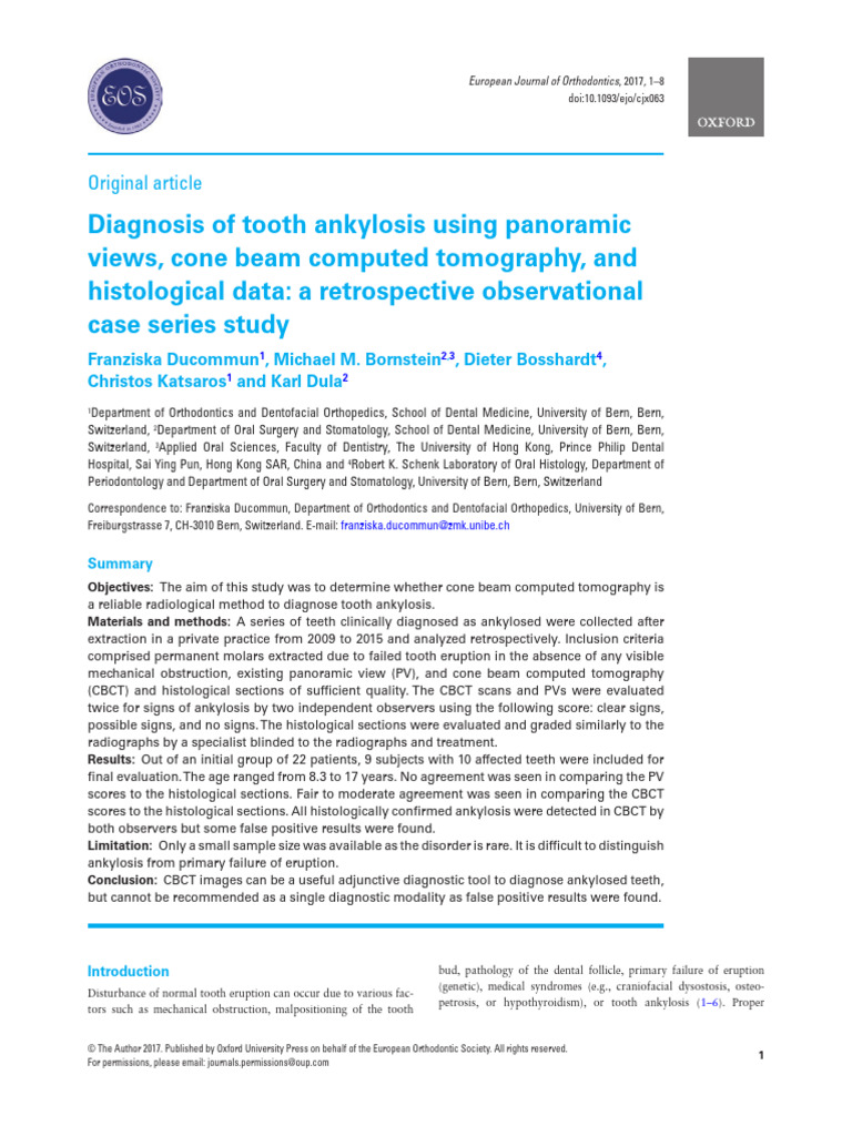 Diagnosing Tooth Ankylosis: CBCT Study | PDF | Human Tooth | Dentistry ...