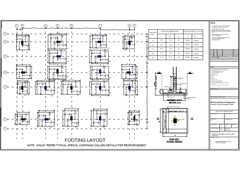4.G+1 - QDN - Kashif - Footing Layout & RCC Details | PDF | Civil Engineering | Structural ...