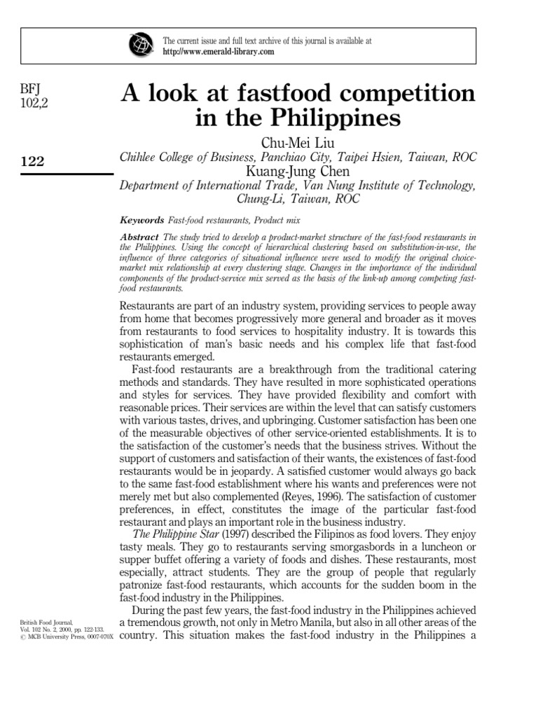 A Look at Fastfood Competition in The Philippines | PDF | Market ...