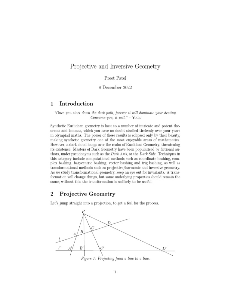 Projective and Inversive Geometry S Patel Dec22 | PDF | Circle ...