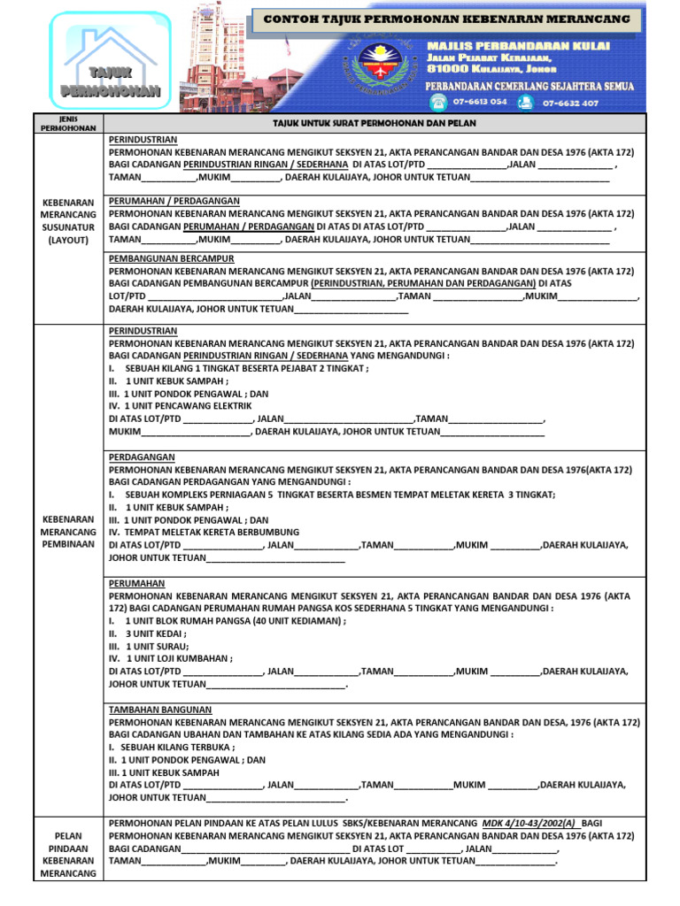 Template Penamaan Tajuk - Permohonan - KM Di Mpku | PDF