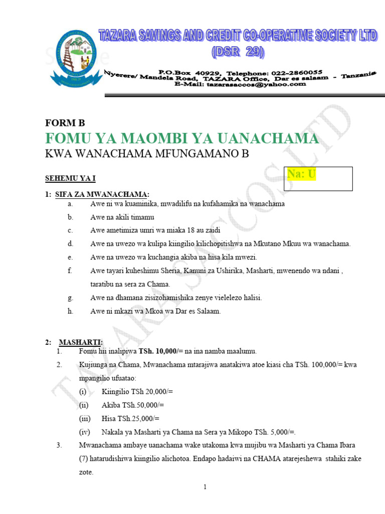 FOMU-MAOMBI-YA-UANACHAMA-MFU-B | PDF
