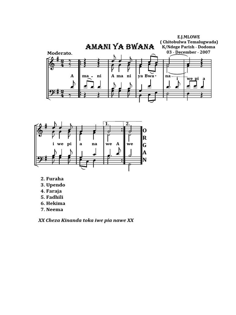 Amani Ya Bwana | PDF
