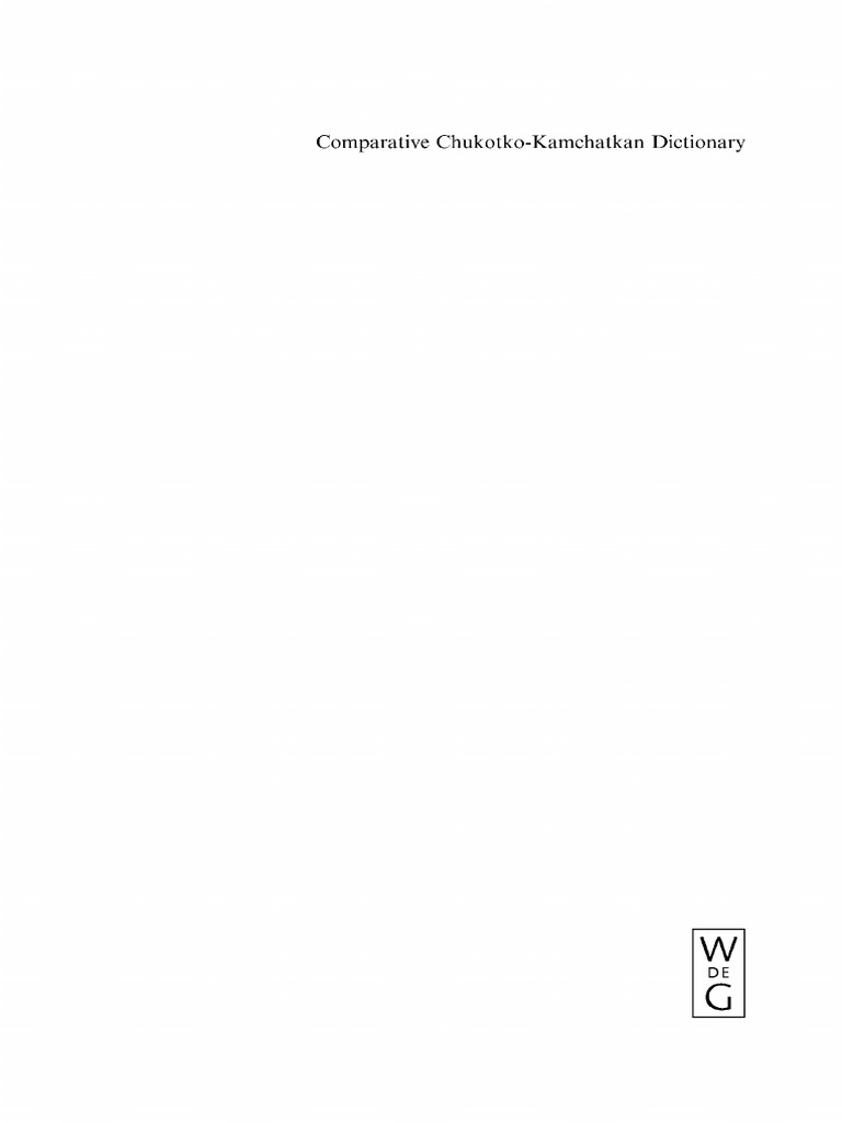 Proto Chukotko Kamchatkan Dictionary | PDF | Syllable | Linguistics