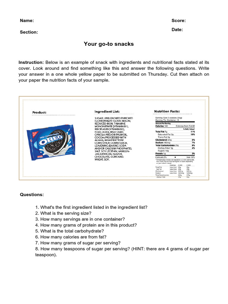Carbohydrates Activity | PDF