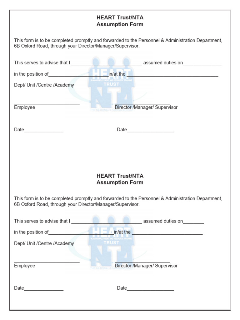 Assumption Form | PDF