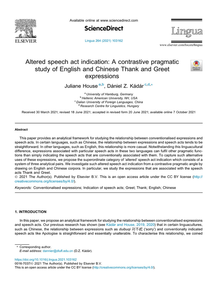 House & Kadar (2021) Altered speech act indication_A contrastive ...