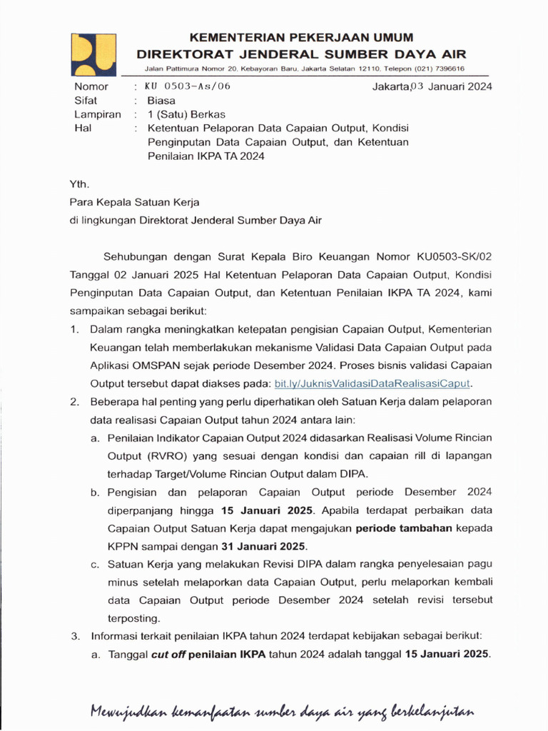 KU 0503-As.06 - Ketentuan Data Capaian Output, Kondisi Penginputan Data Capaian Output | PDF