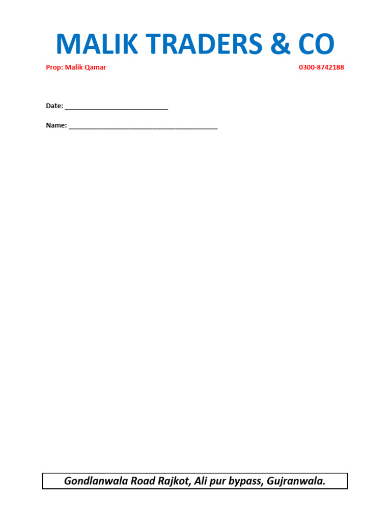Malik Traders Co | PDF