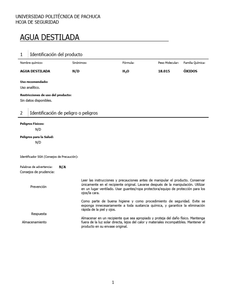 agua destilada | PDF | Residuos | Agua