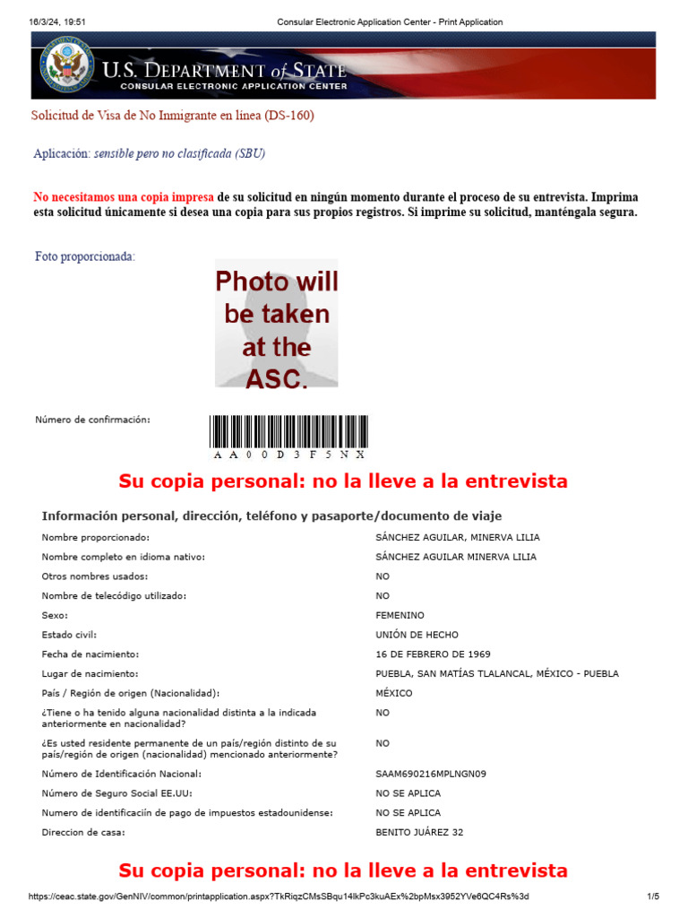 Consular Electronic Application Center - Print Application - 102754 | PDF | Violación | Prostitución