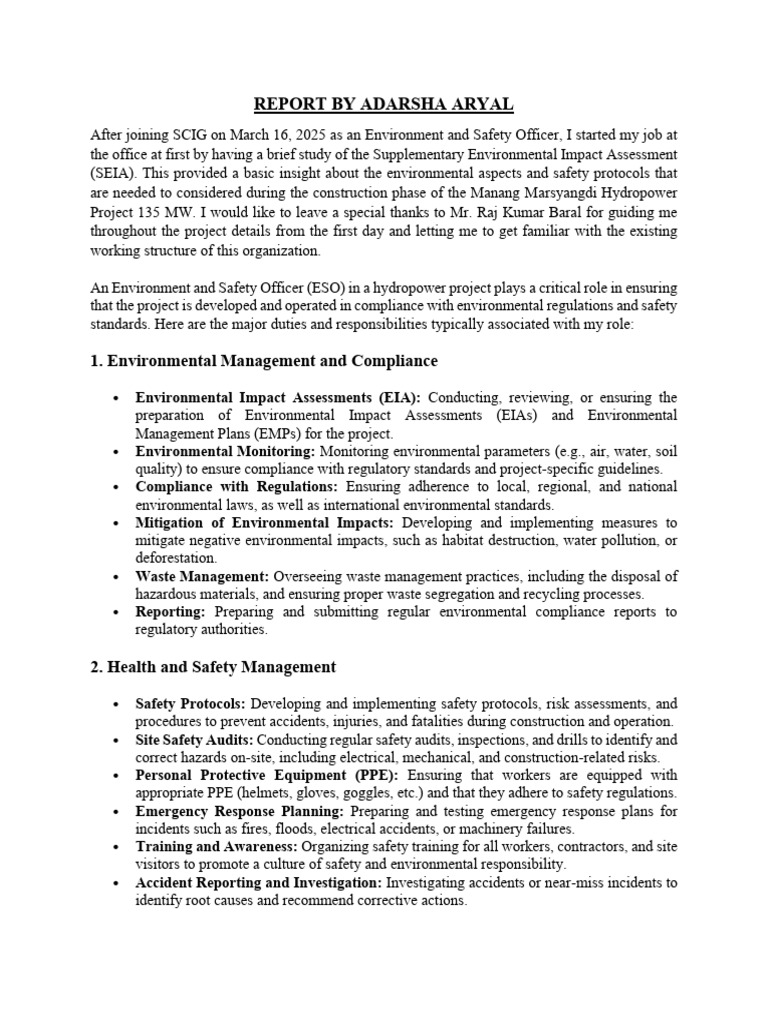 Report To Mr. Zhou Fei by Adarsha Aryal | PDF | Occupational Safety And Health | Safety