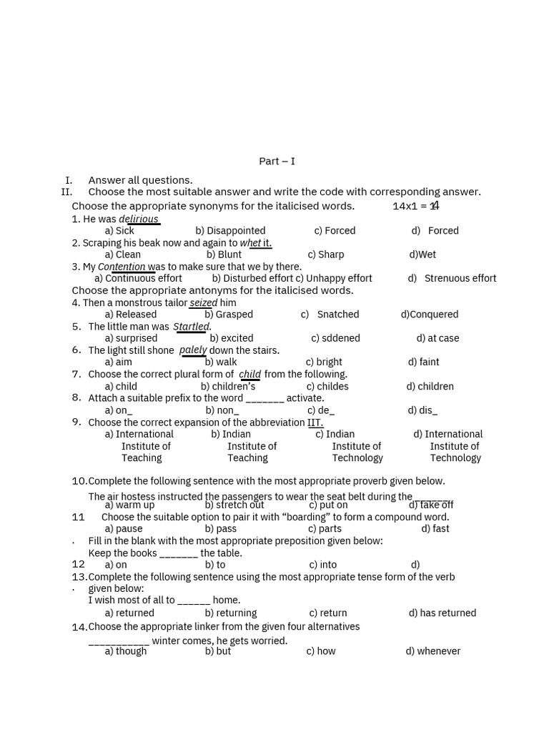 10th English Public Exam Model Question Paper 1 PDF Download - PDF ...