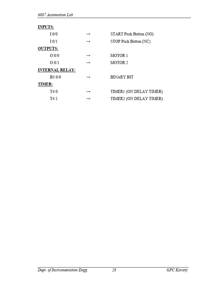 Experiment 5 Auto Operation of 2 Devices using Timer(1) | PDF | Programmable Logic Controller ...