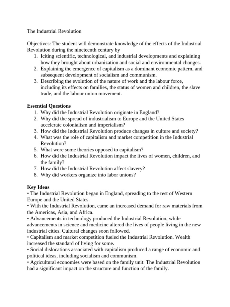 Causes and Effects of the Industrial Revolution | PDF | Industrial ...