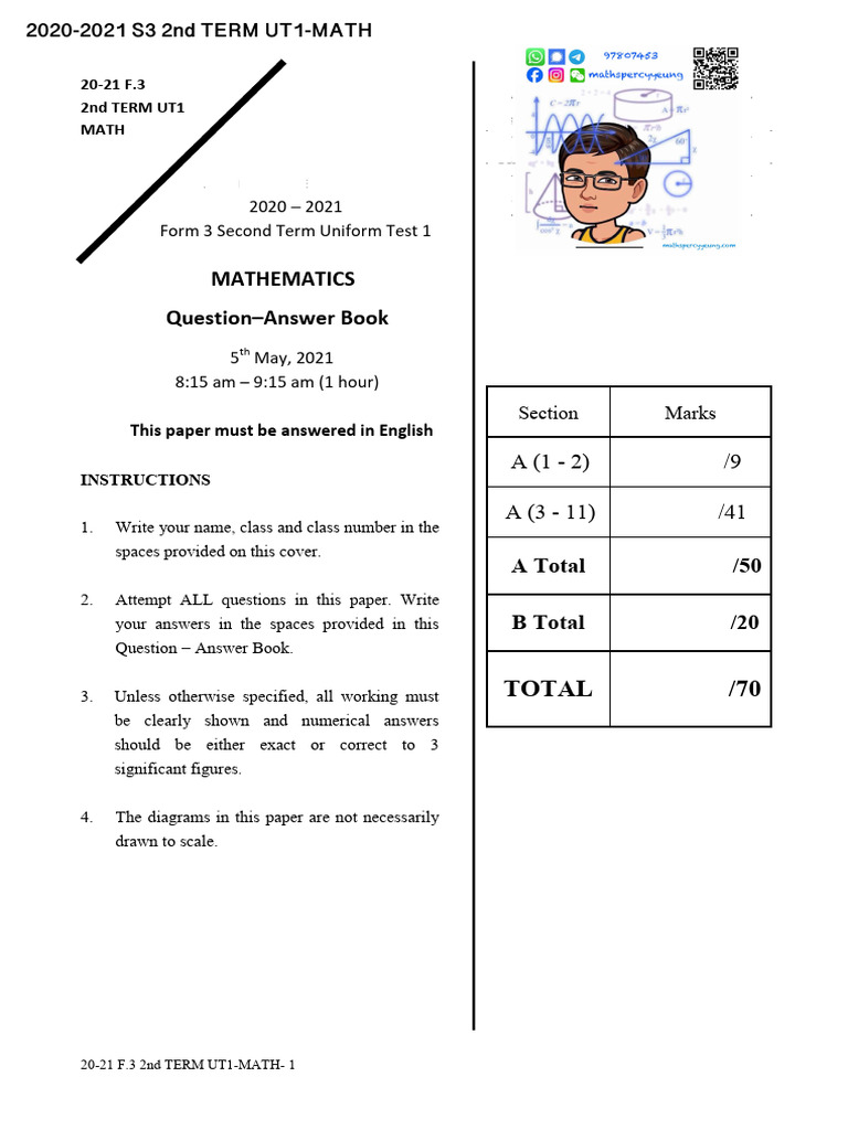 2020 2021 s3 2nd Term Ut1 Math | PDF | Sphere | Area